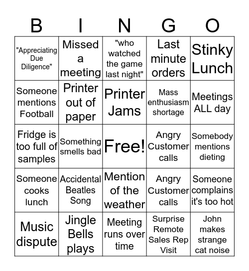 Office Bingo Card