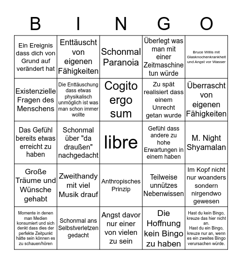 Untermensch Bingo Card