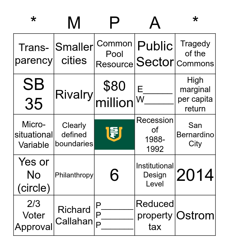 COMMON-POOL BINGO Card