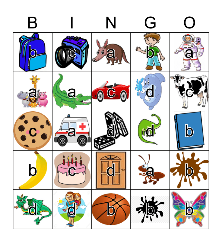 Letters ABCD Bingo Card