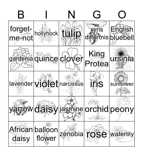 Flower Bingo Card