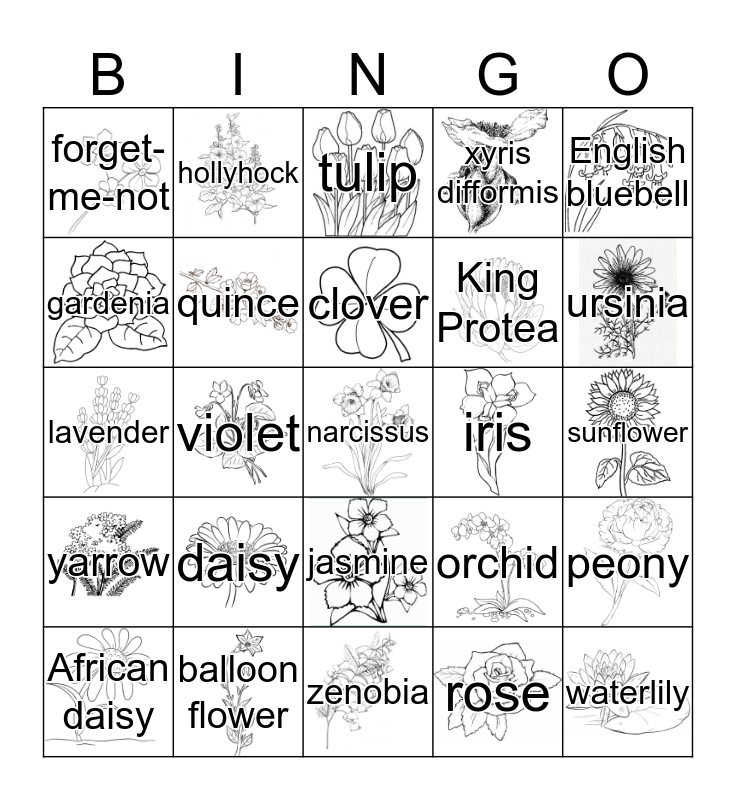 Flower Bingo Card