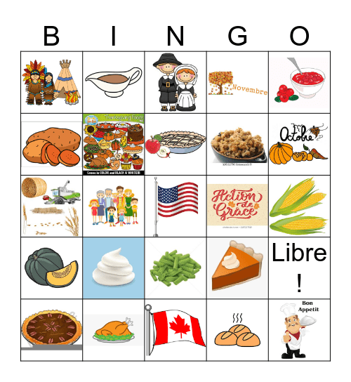 L'action de grâce Bingo Card