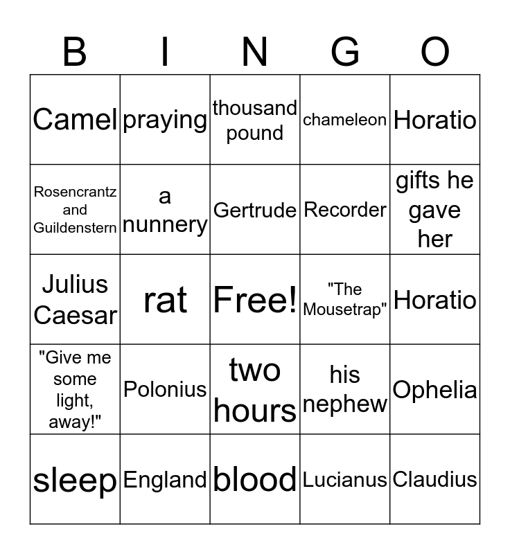 Hamlet act iii bingo Card