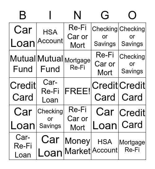 Banking Bingo! Bingo Card