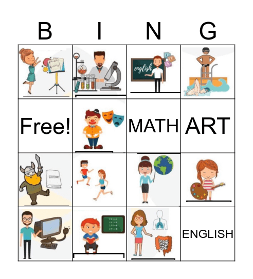 School Subjects Bingo Card