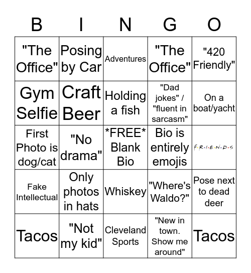 Tinder BINGO (Men's Profiles) Bingo Card