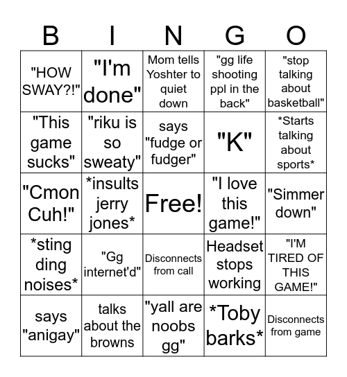 Yoshter CSGO Bingo Card