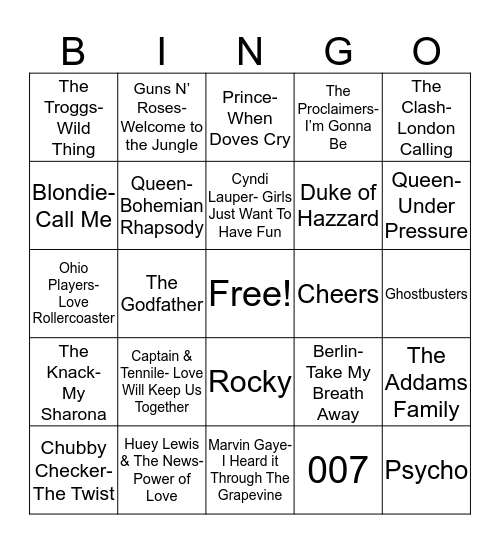 Total Quiz presents Radio Bingo: Coverall Bingo Card
