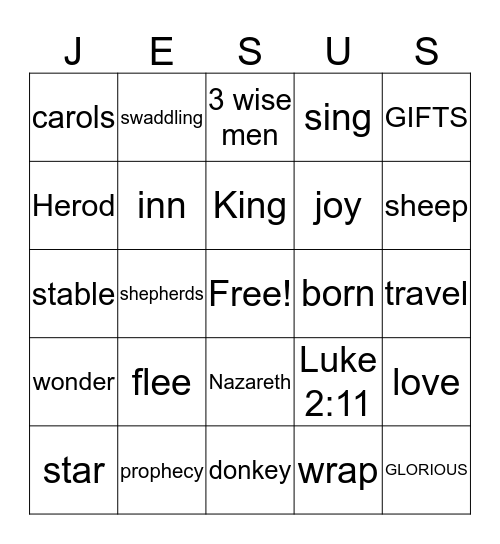 BIRTH OF CHRIST BINGO Card