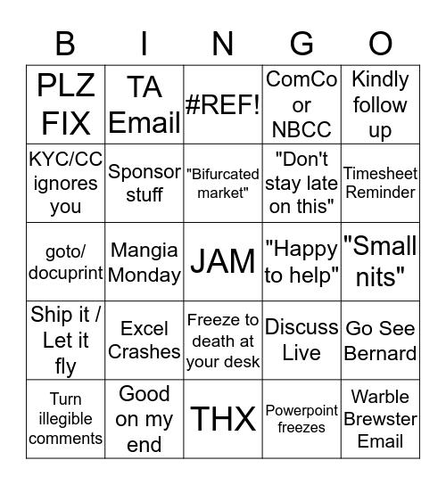 LevFin Weekly Bingo Card