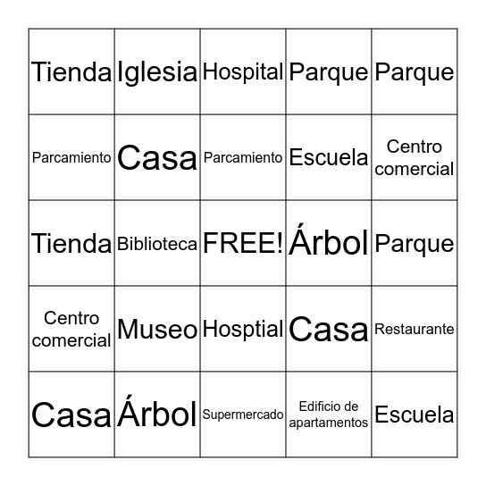 Mi barrio Bingo Card