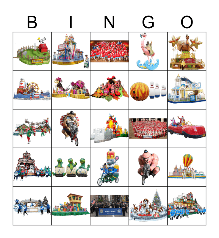 Windy Day Macy's Thanksgiving Day Parade Bingo Card
