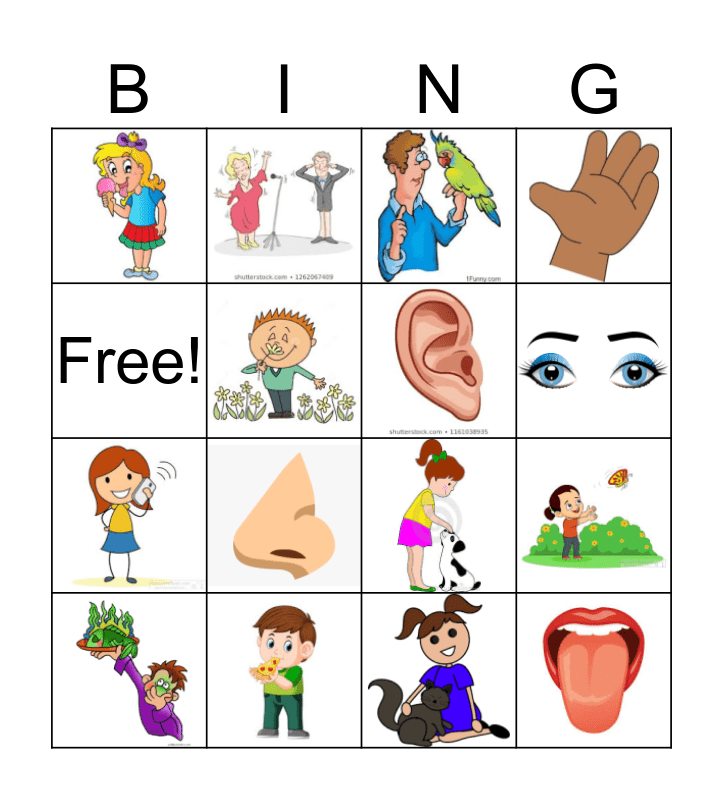 Five Senses Bingo Card