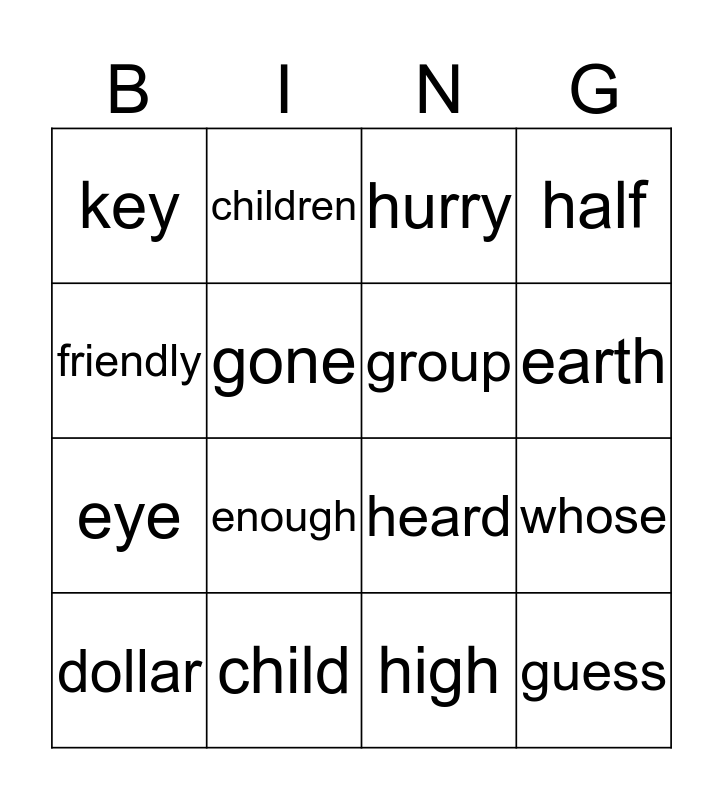 2B power word bingo set 2-Sosh Bingo Card