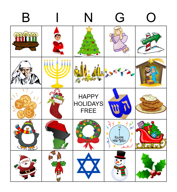 Winter Holidays Bingo Card