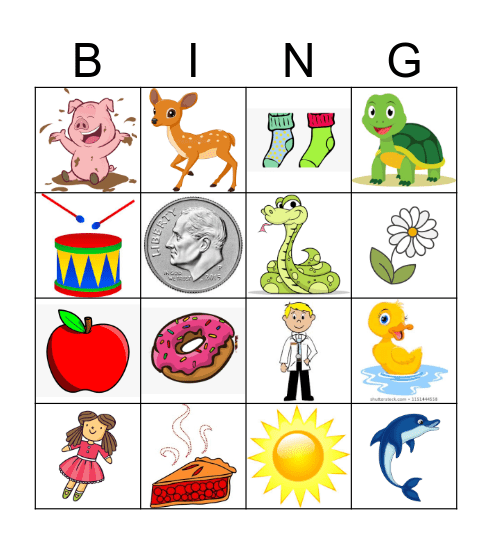 Beginning Sound Bingo /D/. Bingo Card