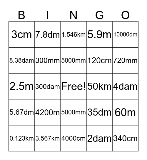 Conversion Bingo Card