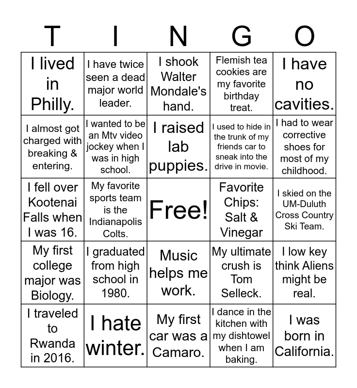 Christmas Tingo 2019 Bingo Card