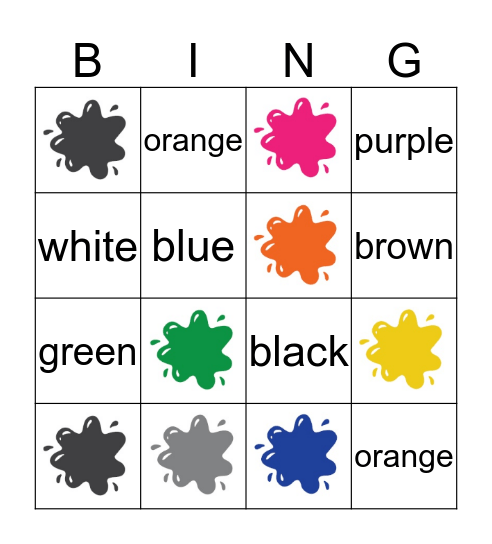COLORS Bingo Card