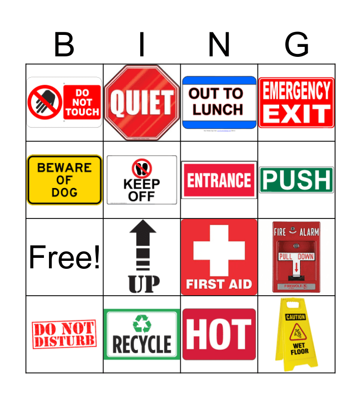 Environment Signs Bingo Card