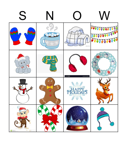 Summit Early Learning Winter Break Bingo Card