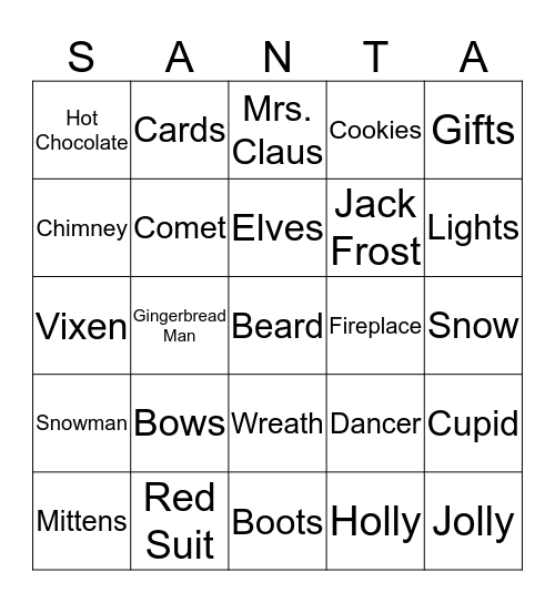 Santa Bingo Card
