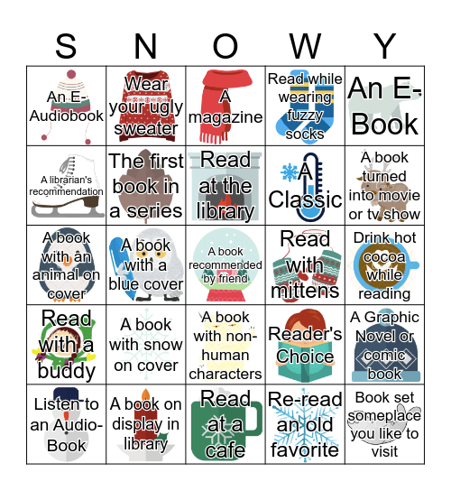 Winter Reading Challenge Bingo Card