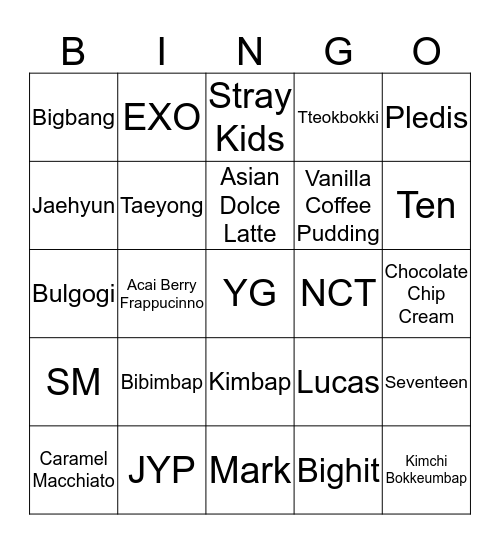 Ey gimme 쏨~ Bingo Card