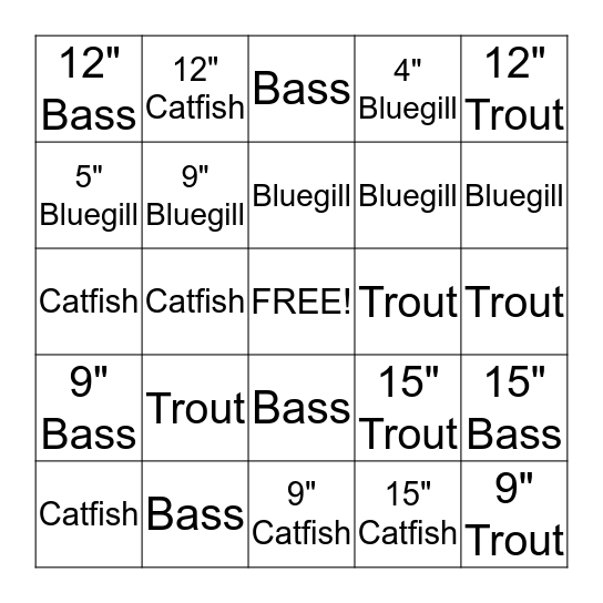 Freshwater Fishing Bingo Card