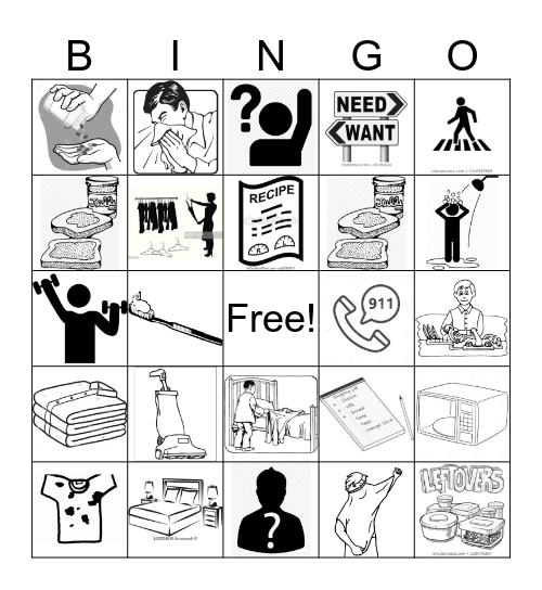 Independent Living Bingo Card
