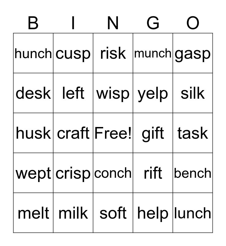 Ending Blends BINGO Card