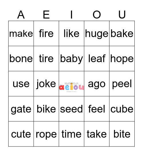 Long Vowel Bingo Card