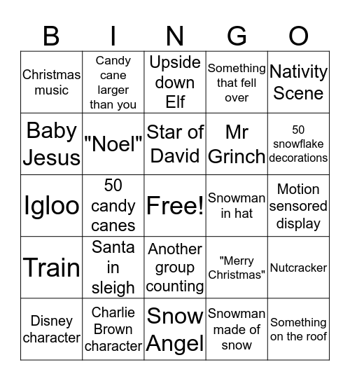 Candy Cane Lane Bingo Card