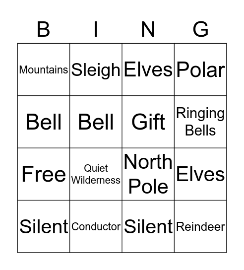 The Polar Express Bingo Card