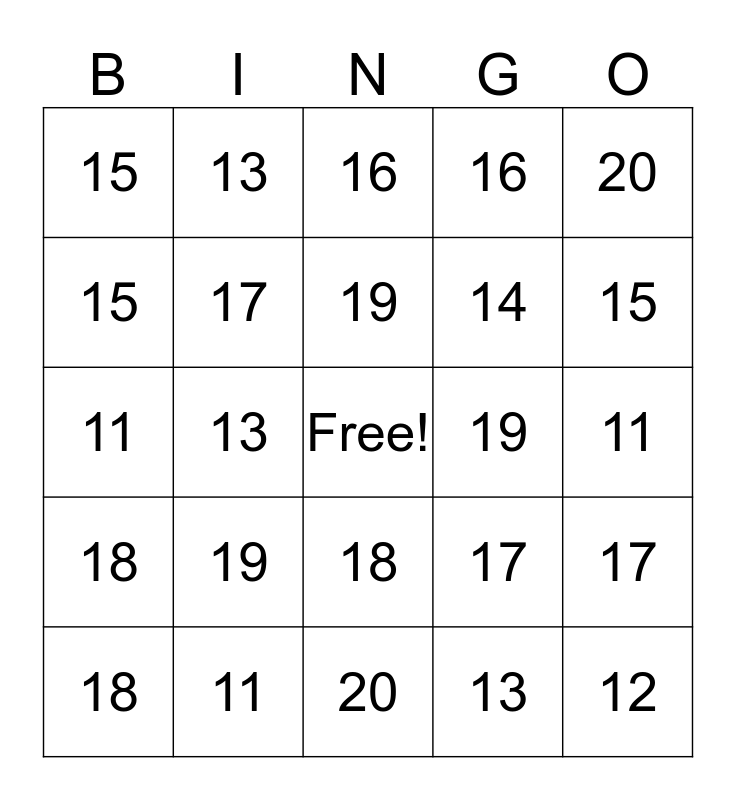 Play Teen Number Bingo Online | BingoBaker