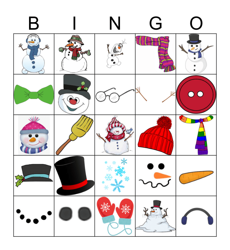 Snowman Bingo Card