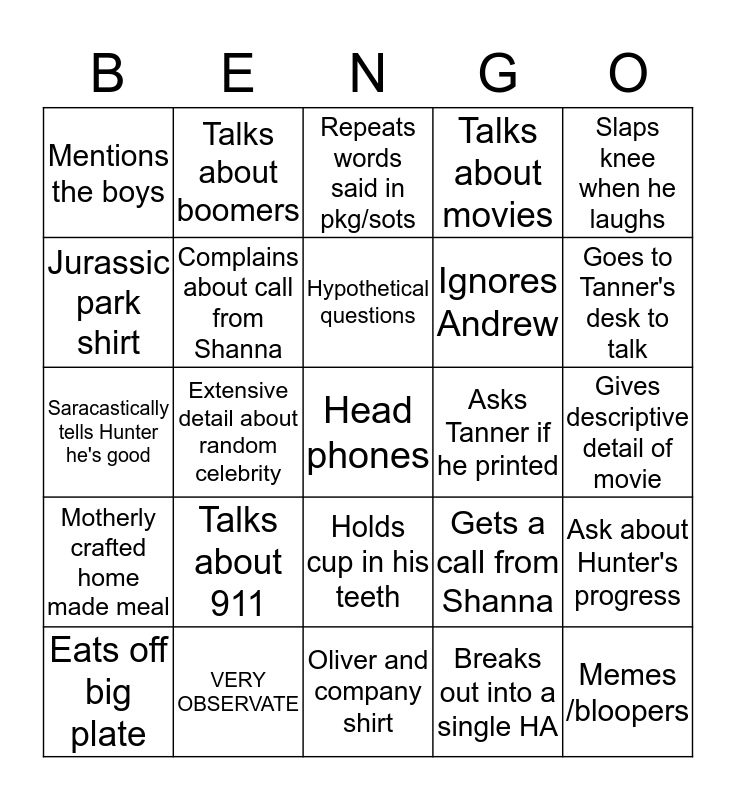 BENGO Bingo Card