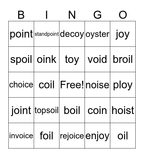 Lesson 52 Bingo Card