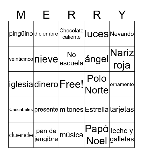 Navidad de Español Bingo Card