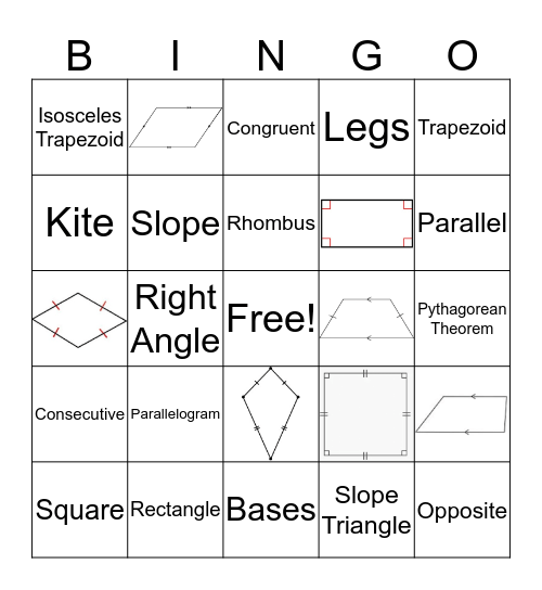 Quadrilateral Bingo Card