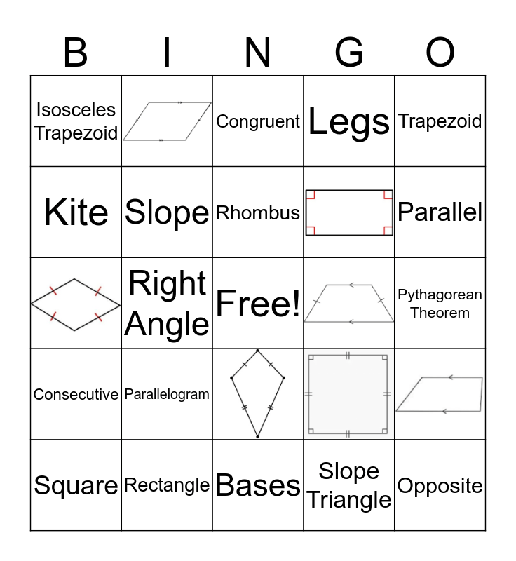 Quadrilateral Bingo Card