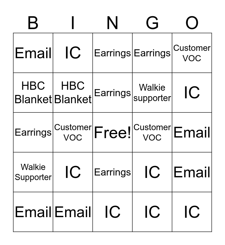 Weekend Bingo Bingo Card