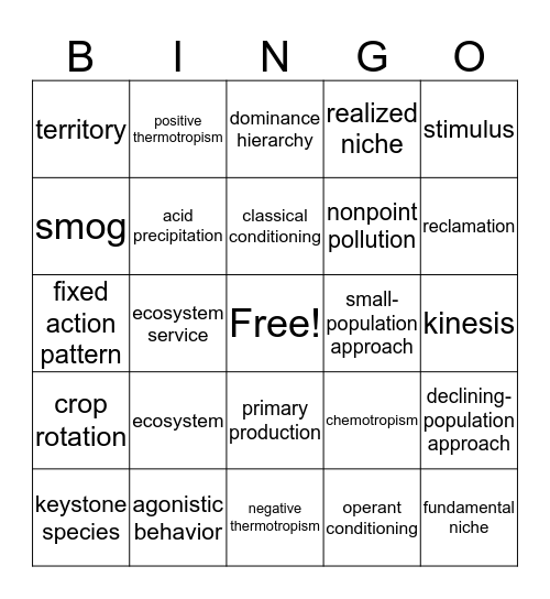 Earth Science Final Review Bingo Card