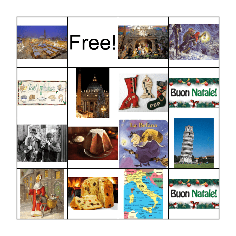 Christmas in Italy Bingo Card
