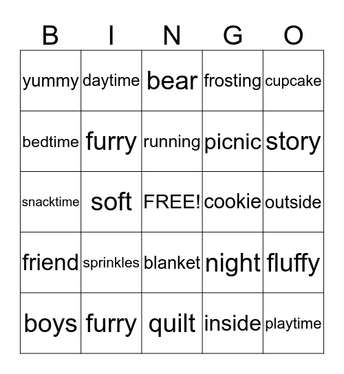 TEDDY BEAR BINGO Card
