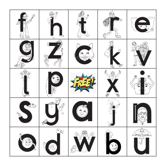 a-z Letterland Bingo Card