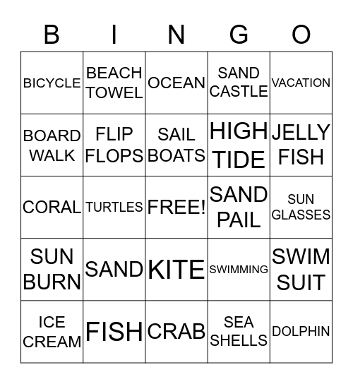 BEACH Bingo Card