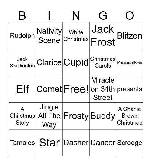 CHRISTMAS BINGO Card