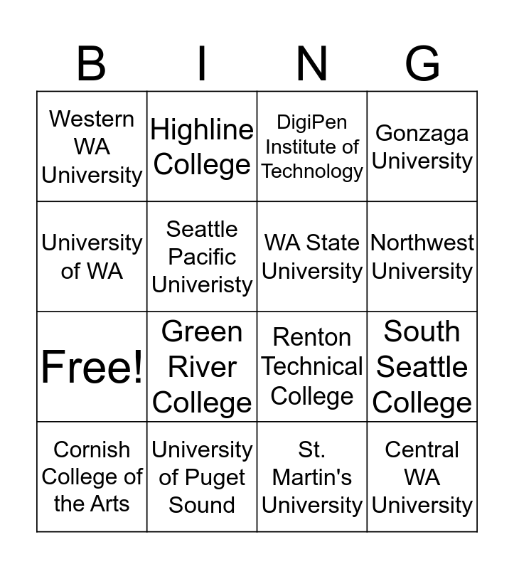 Colleges Where You Can Use the CBS Bingo Card
